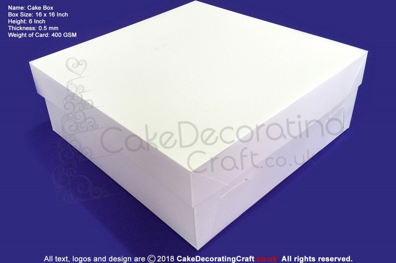 16" Inch | Cake Boxes + Lids | 0.5 mm Thick or 400 GSM | White | Strong ...